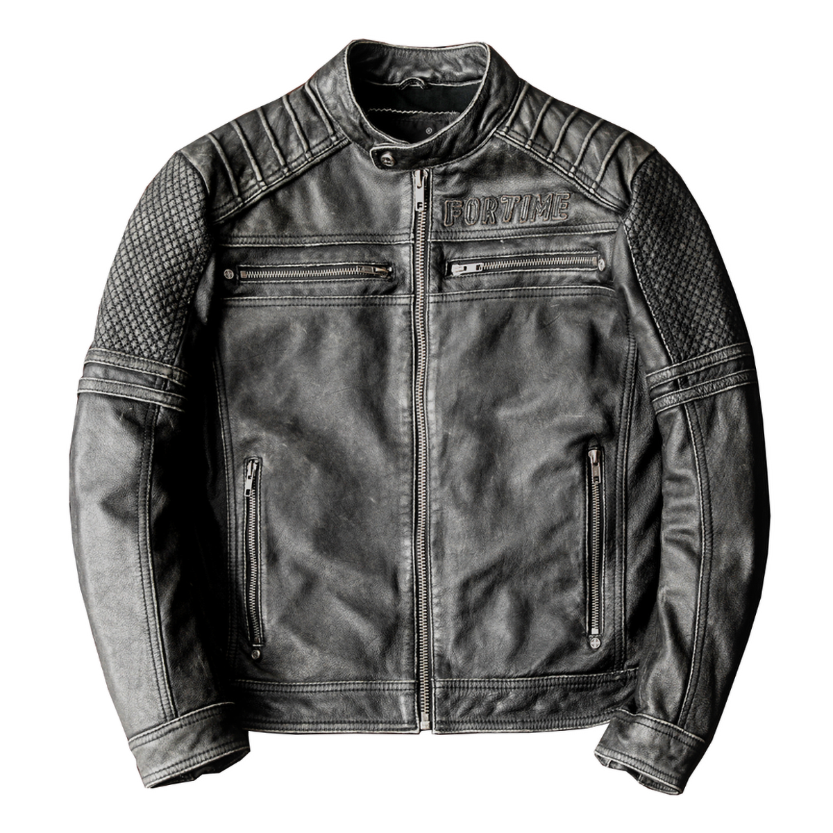 Men's Silver-gray Vintage Leather Motorcycle Biker Jacket – Biker Forward