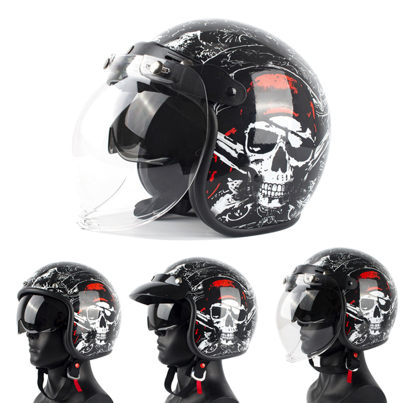 Motorcycle Open Face Helmet Double D Buckle DOT Standard – Biker Forward