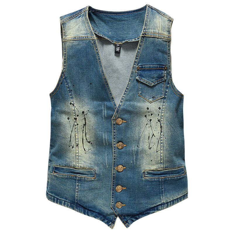 V Neck Distressed Denim Vest – Biker Forward